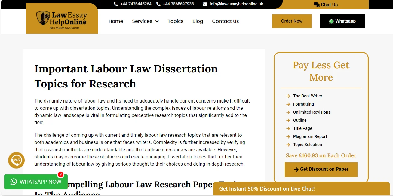 Best Important Labour Law Dissertation Topics for Research