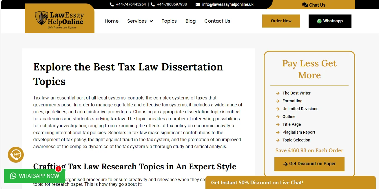 Best Tax Dissertation Law Topics and Ideas for Students